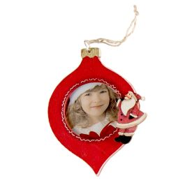 Christmas Tree Wooden Bauble Tear Drop Santa